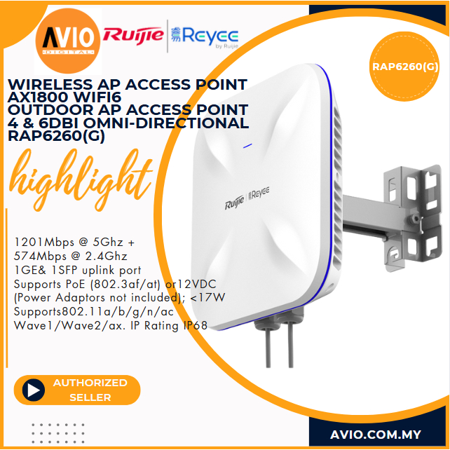 Ruijie AX1800 Wifi WiFi 6 Dual Band Gigabit Outdoor Weatherproof AP ...