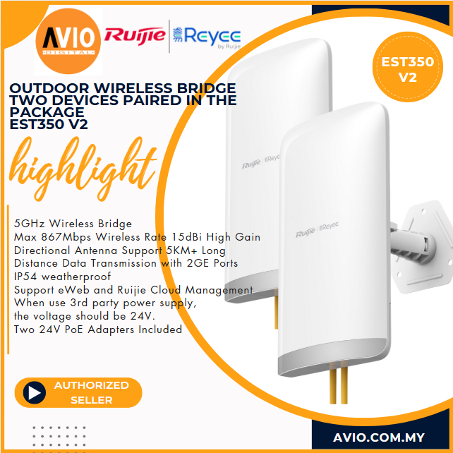 Ruijie 3KM Wifi Outdoor CPE Wireless Bridge 2 Device Pair 867Mbps 15dBi ...