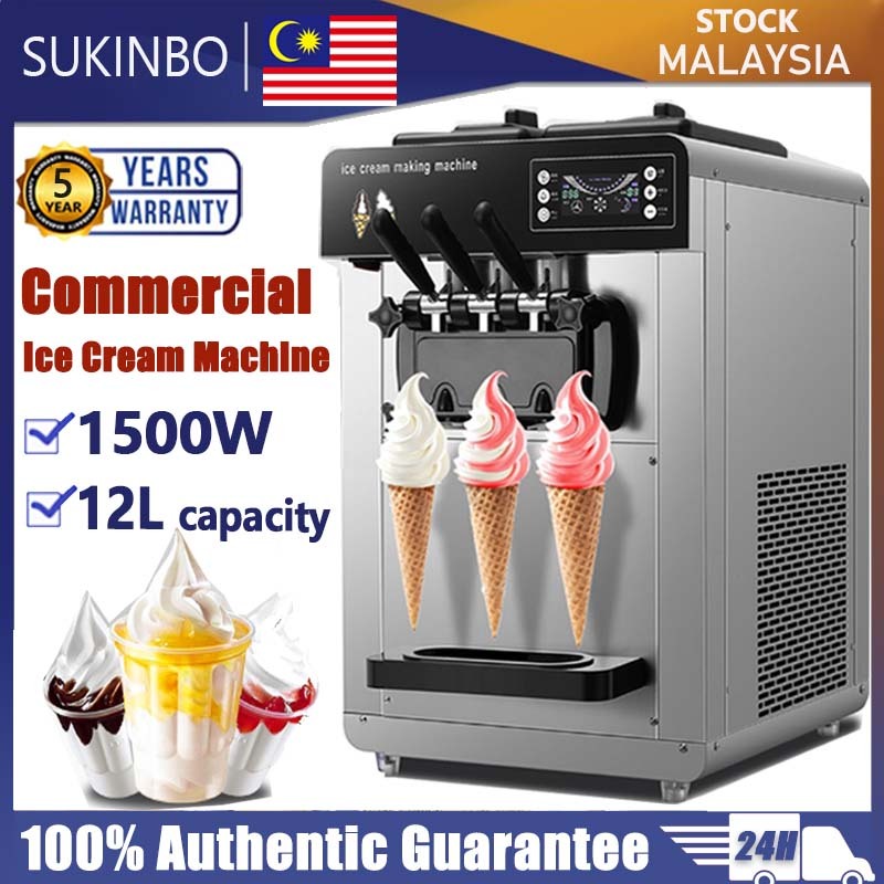 SUKINBO 3 Flavor Commercial Ice Cream Machine 12L Milk Tea Shop Special ...