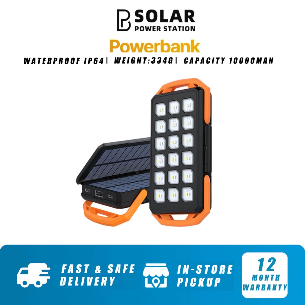 PB SOLAR powerbank 10000mah pd 18w type-c fast charging outdoor solar ...