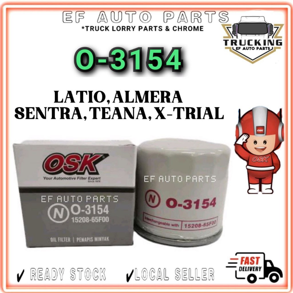 OSK O-3154 NISSAN OIL FILTER LATIO ALMERA SENTRA TEANA X-TRIAL LIVINA ...