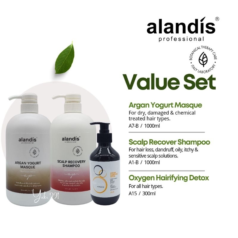 alandis professional #51 [ Argan Yogurt Masque +Scalp Recovery Shp/Silk Moisture Shp +Oxygen H ...