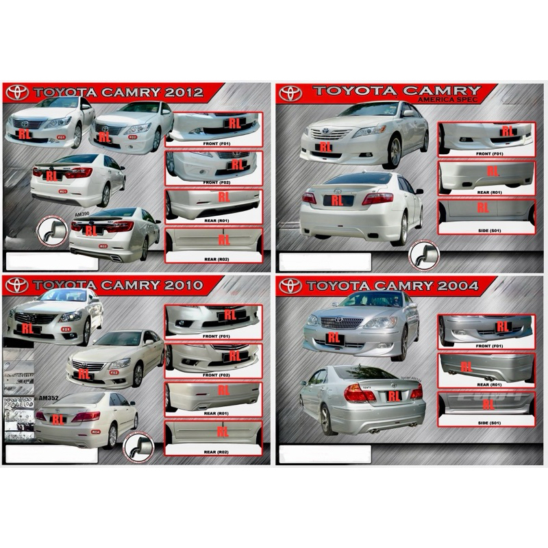Toyota camry US SPEC ACV30 ACV40 ACV41 ACV50 2004 - 2015 RL front rear ...
