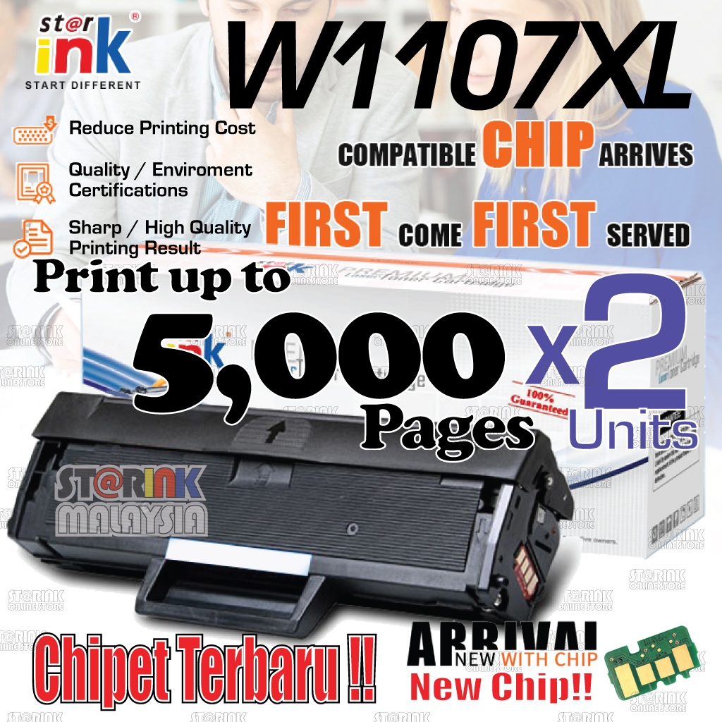 2x W1107A Toner Compatible to HP W1107X HP107A HP Laserjet 107A 107W ...
