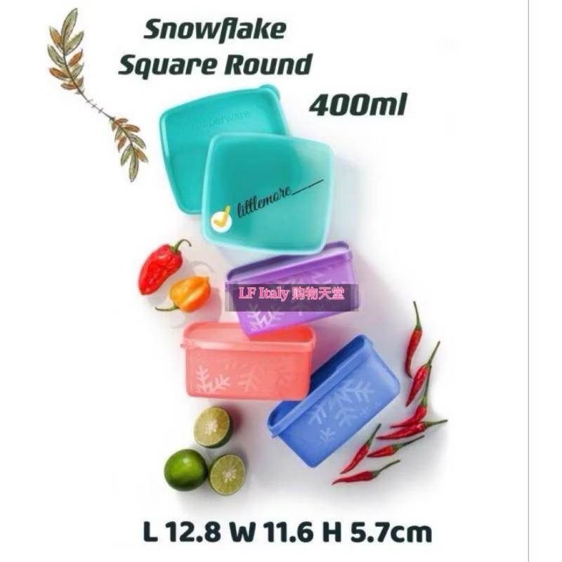 Tupperware snowflake Square Round (4) 400ml | Shopee Malaysia