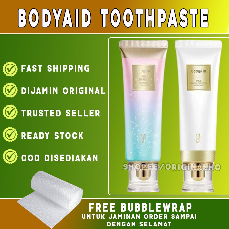 BODYAID TOOTHPASTE WHITENING TEETH GOLD GUM | NIACINAMIDE | Shopee Malaysia
