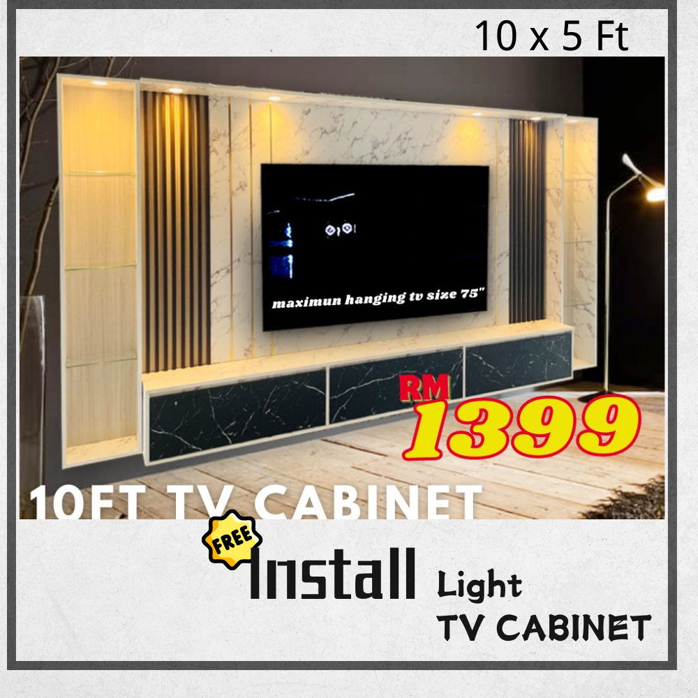 🔥 Free Install 🔥 EE LIFE DESIGN - 10ft TV Cabinet | Hanging Cabinet ...