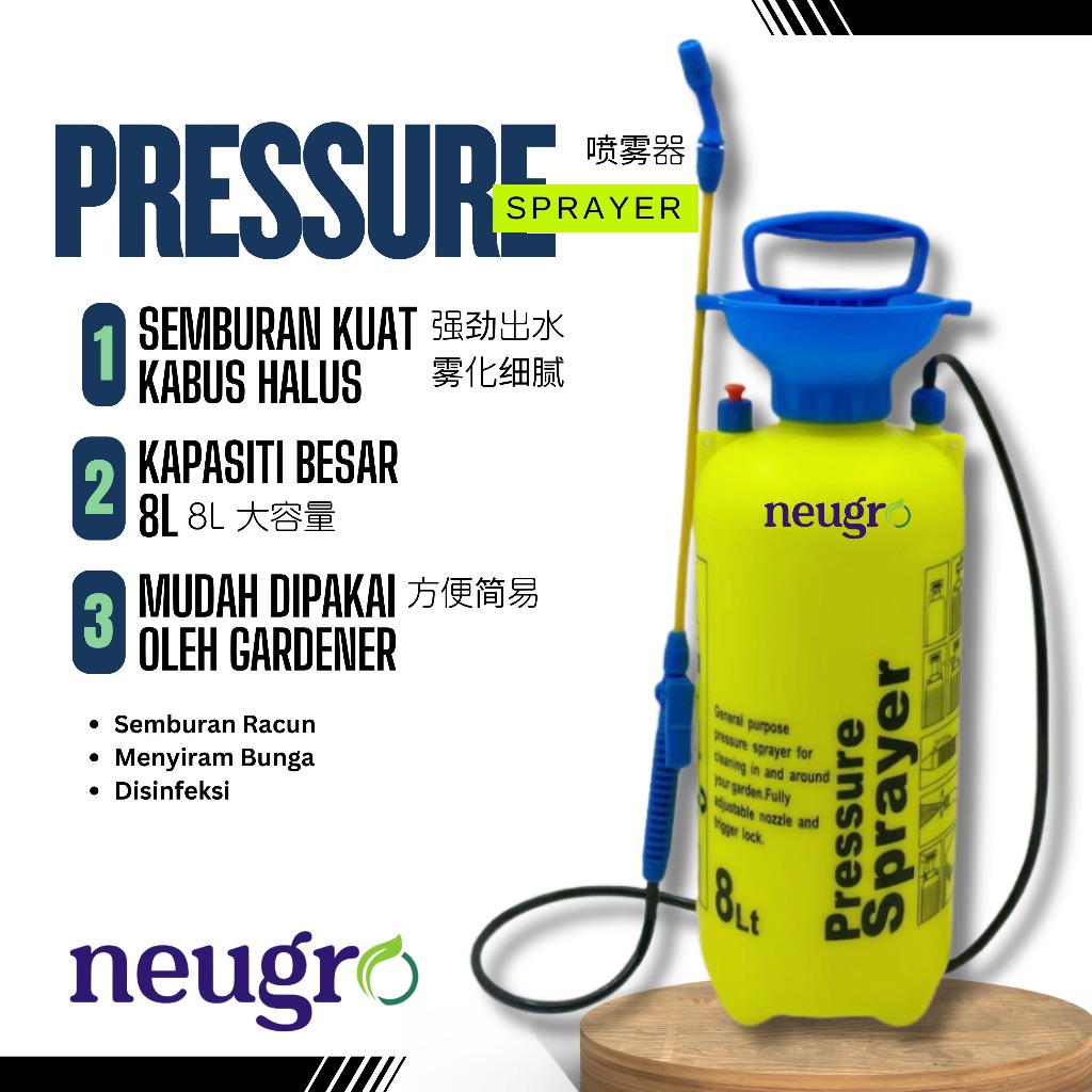 Neugro Pressure Sprayer Pump Racun 8L Capacity Untuk Semburan Racun ...