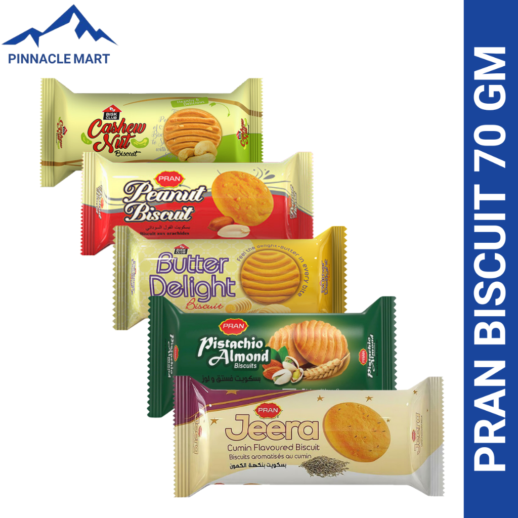 PRAN NUTTY BISCUIT CASHEW NUT/ PEANUT/ BUTTER DELIGHT/JEERA 70G ...