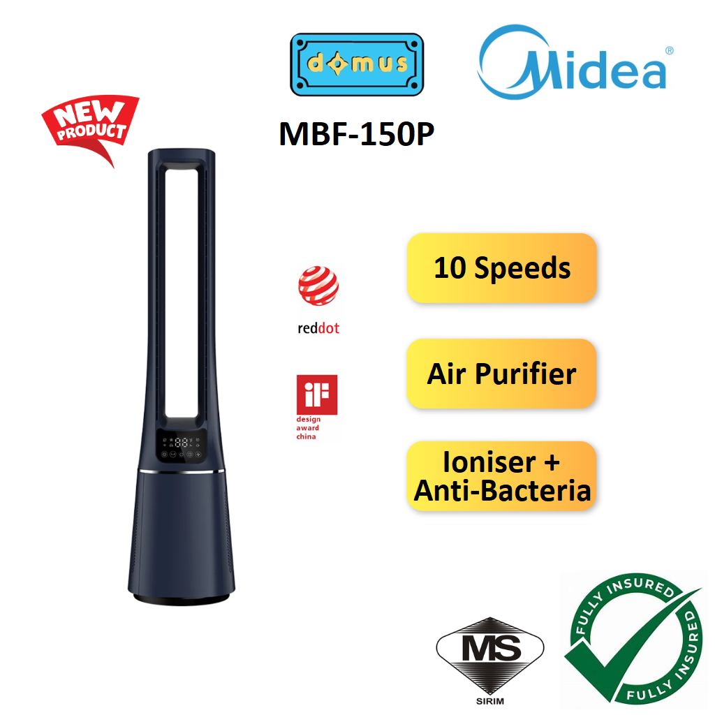 Midea Sensi Cool Bladeless Fan 10 Speeds with Air Purifier 2 in 1 MBF-150P | Shopee Malaysia