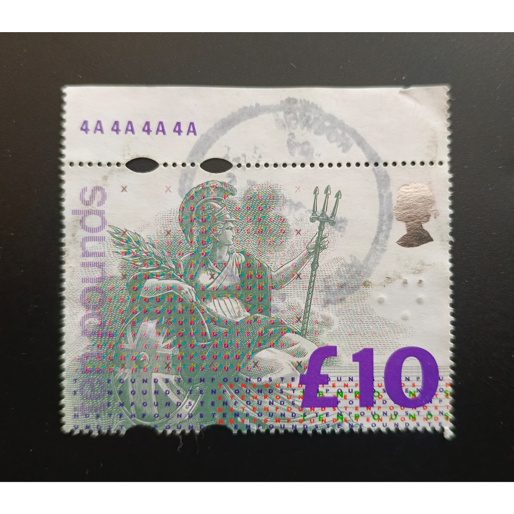 G2257 Great Britain QEII 1993 Britannia/Granite Paper 10 Pounds Top Margin Used Stamps | Shopee ...