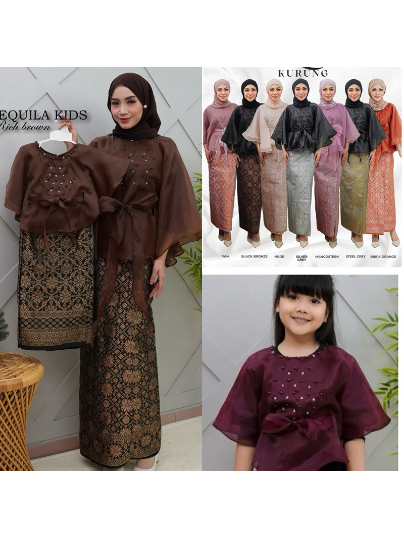 SHEQUILA KURUNG ORGANZA. BAJU KURUNG SEDONDON IBU ANAK. BAJU RAYA 2025 ...