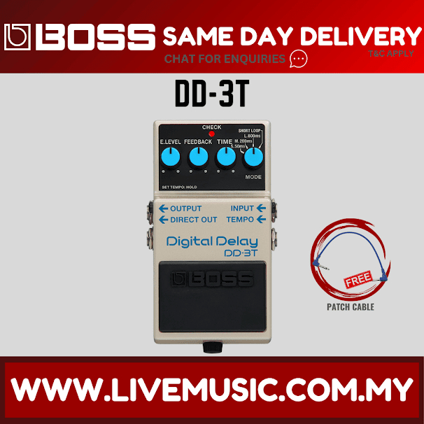 Boss DD-3T Digital Delay Effect Pedal For Electric Guitar with Tap ...