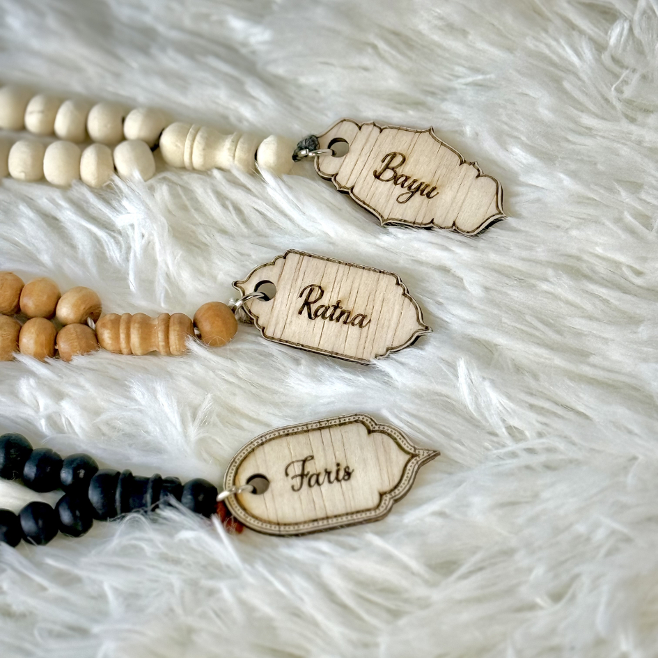 Custom Wooden Tasbih | Ukiran Nama Depan & Belakang | 33 Biji | Hadiah ...