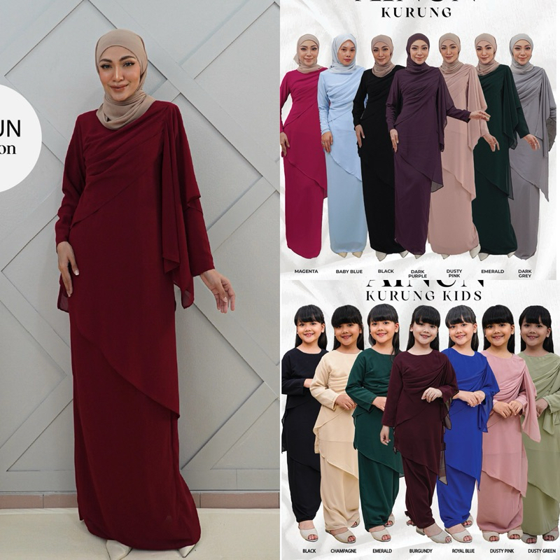 AINUN MINI KURUNG CHIFFON. BAJU KURUNG SEDONDON IBU ANAK. BAJU RAYA ...