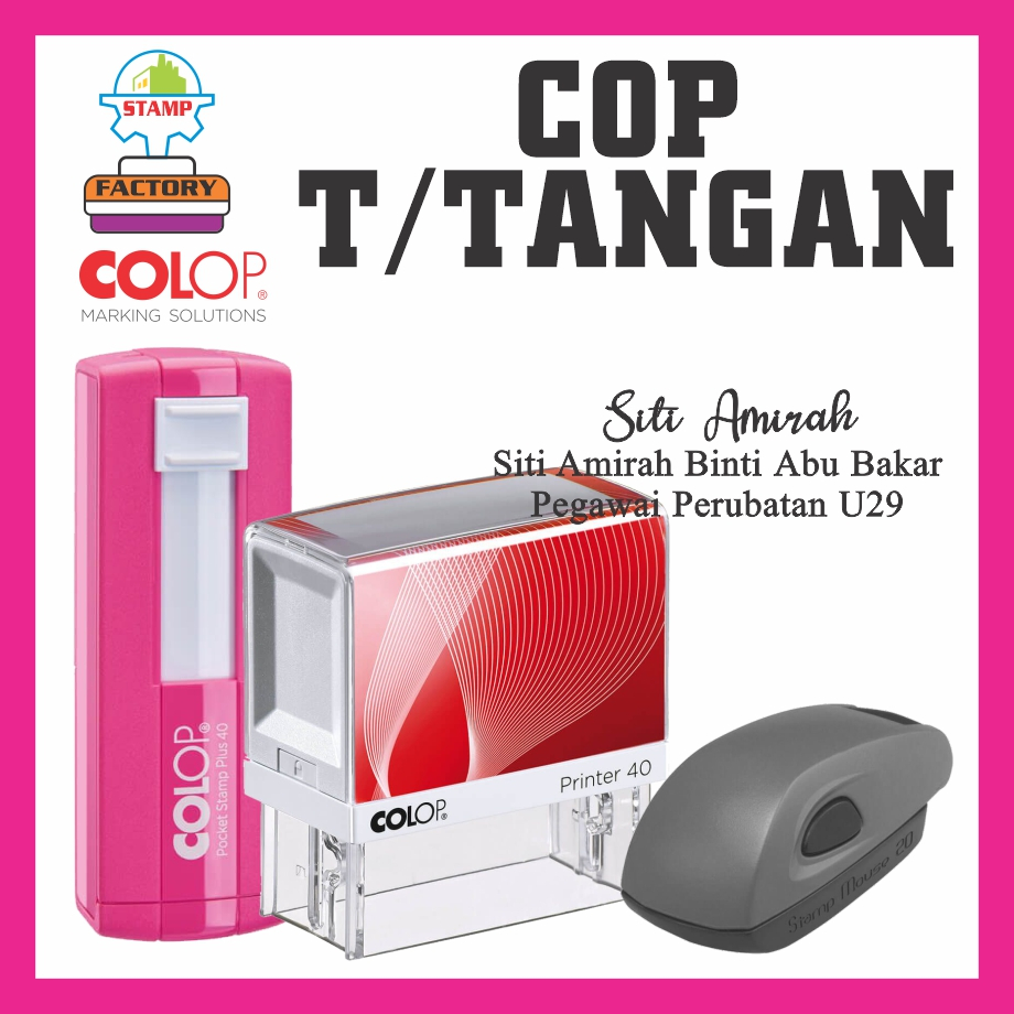 COLOP Cop Tanda Tangan Signture Stamp Cop Nama Stamp Chop Mouse Stamp Rubber Stamp Nurse Stamp ...