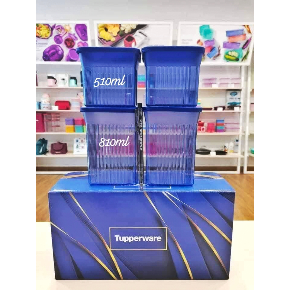 *1pc/4pcs*Tupperware Elegant Square Royale Blue 510ml 800ml Set with ...