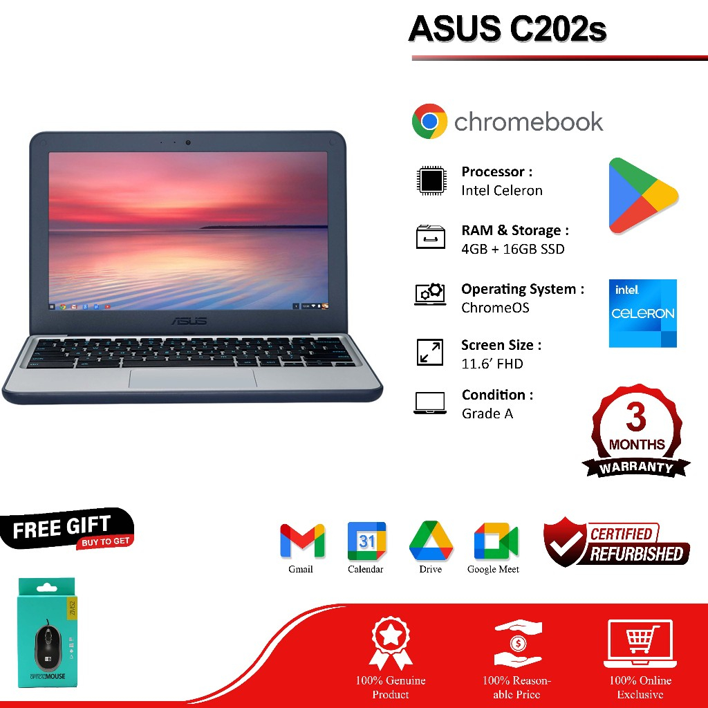 Cheapest Chromebook ASUS C202s / ACER/11.6" Intel Celeron /4GB RAM/32GB ...