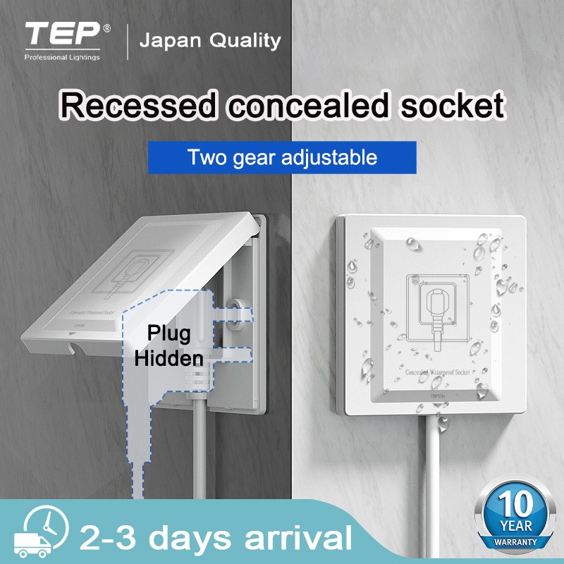 TEP Wall Hidden Socket Waterproof Outlet IP66 86 Type Concealed ...