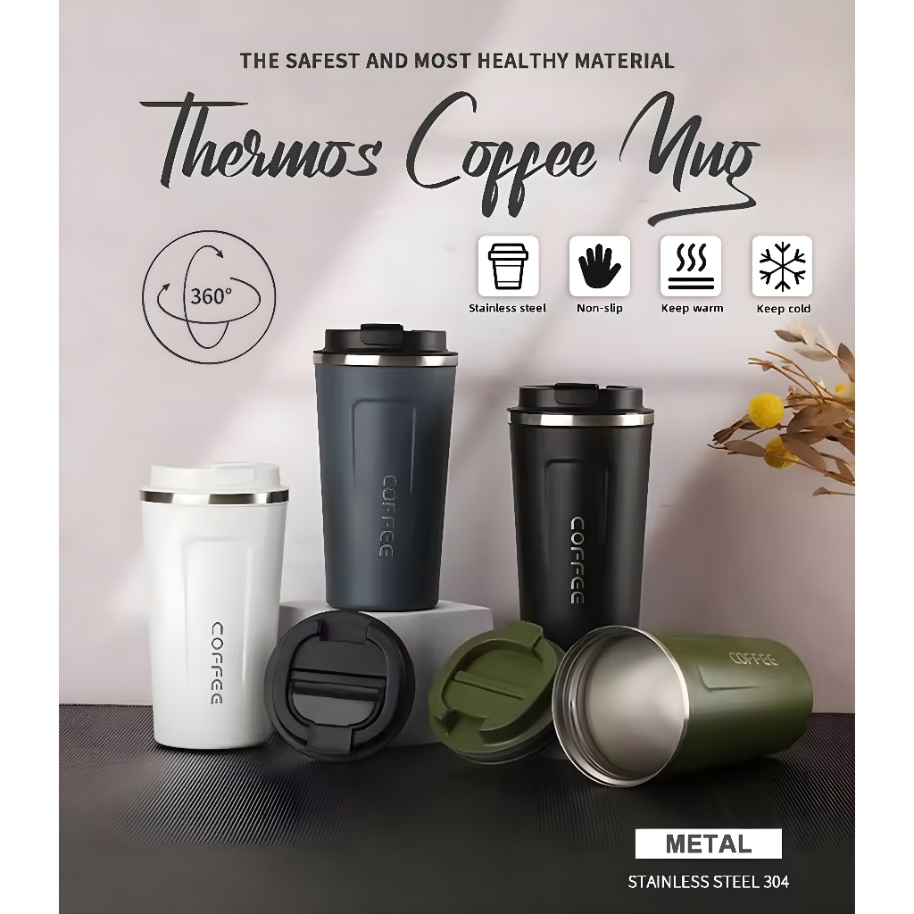 【304 Double Stainless Steel Coffee Mug Car】380ml 510ml Coffee Cup Insulated Vacuum Tumbler ...