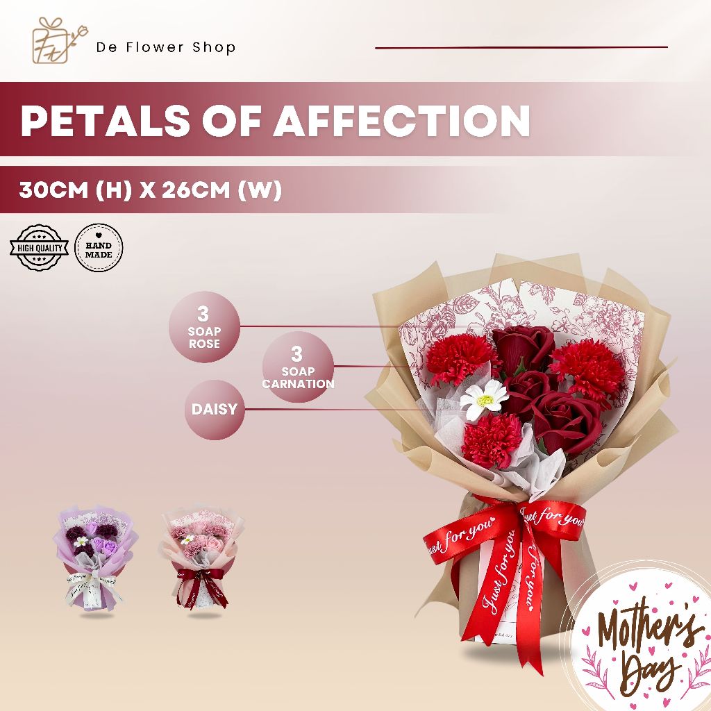 Soap Flower Bouquet 3 soap rose 3 carnation 1 daisy Petal of Affection flower bouquet Special ...
