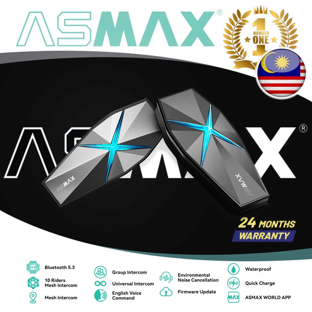 Interkom Motosikal ASMAX F1 PLUS Motorcycle Helmet Mesh Intercom ...