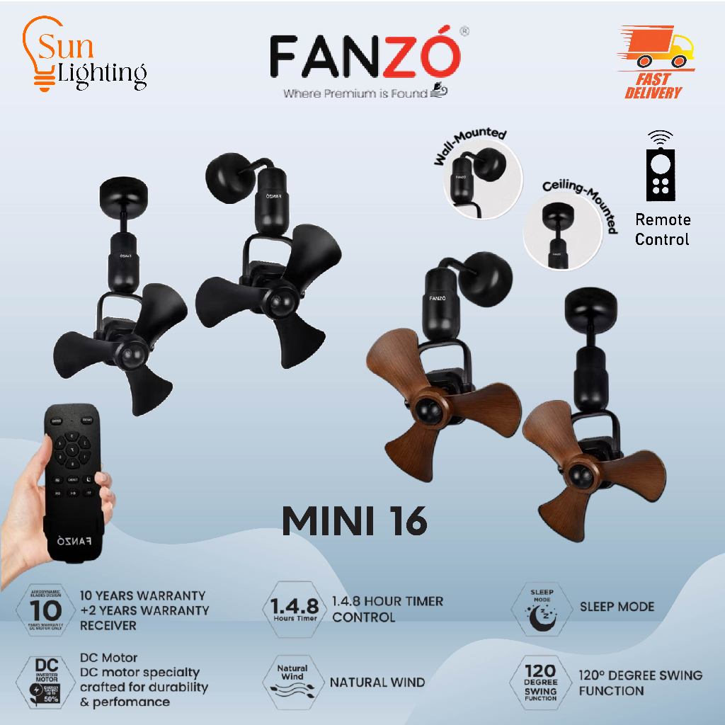 FANZO MINI 16 WALL MOUNTED / CEILING FAN DC MOTOR | Shopee Malaysia