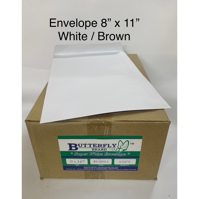 Envelope / Sampul Surat / 8" x 11" White / Brown Manilla / 250pcs per ...