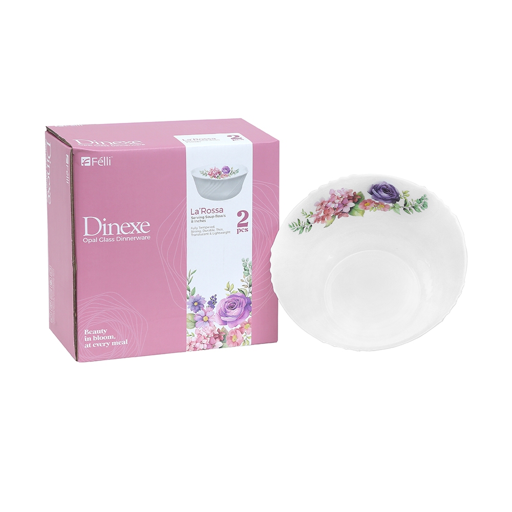 Felli Dinexe Opal Glass Serving Soup Bowl 8" Set (2 Pcs) - La' Rossa ...