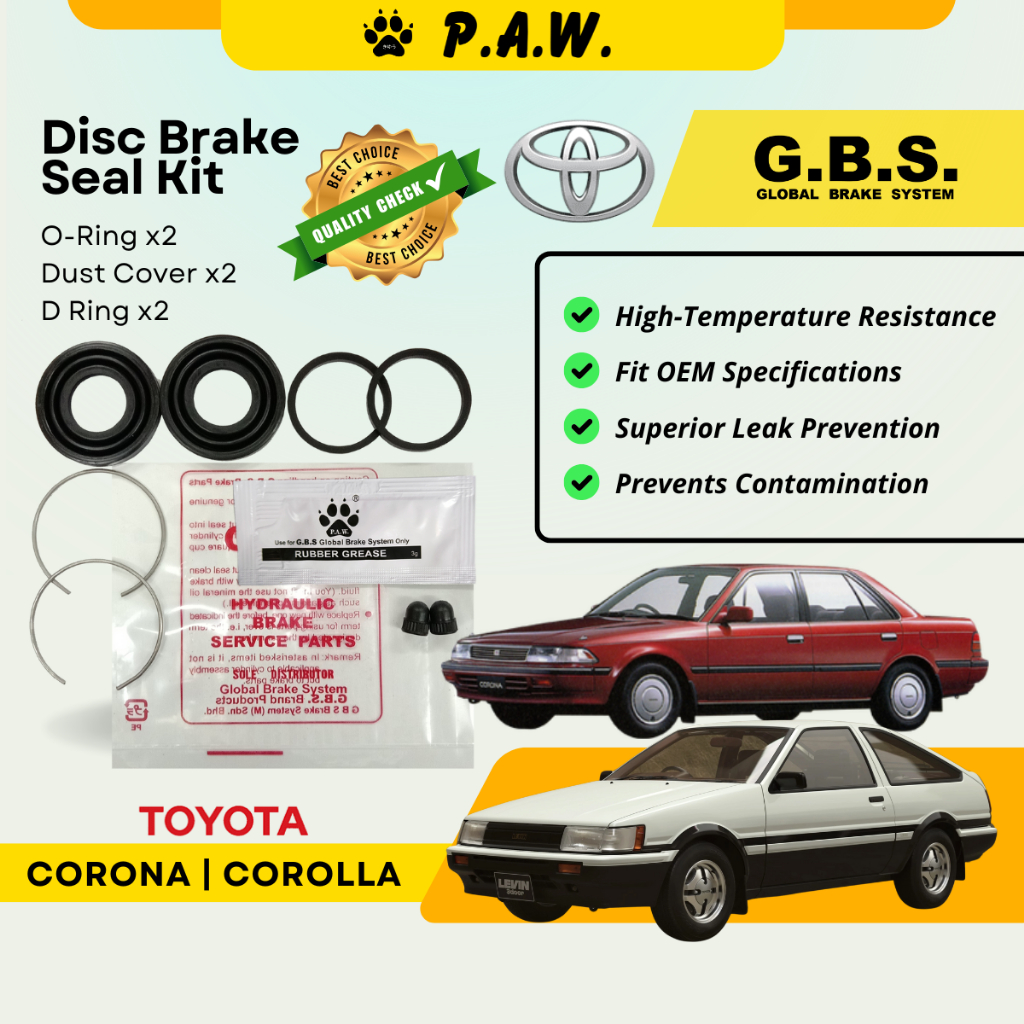 GBS Disc Brake Seal Kit For TOYOTA COROLLA AE82, AE86, AE101/100,CORONA ...