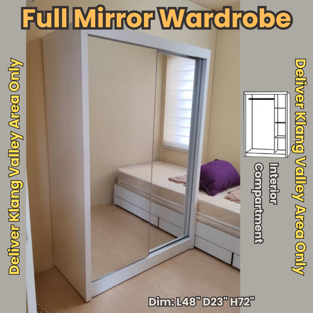 4feet wardrobe with Full Mirror Door | Shopee Malaysia