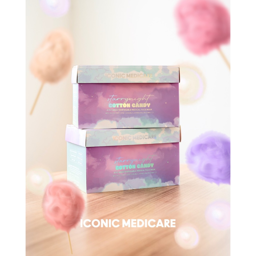 Iconic 4 Ply Medical Face Mask - Starry Night Cotton Candy (50pcs ...