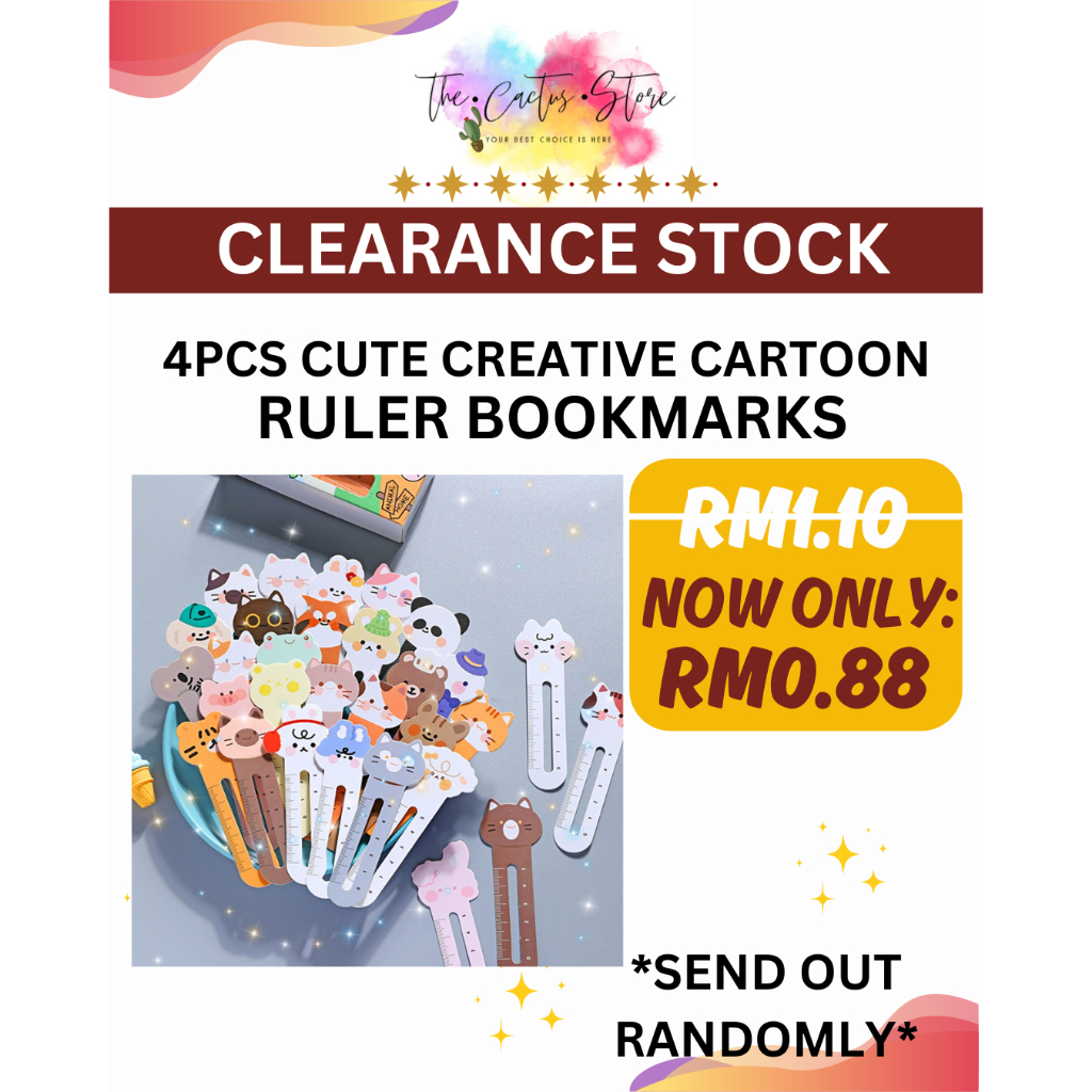 [Random Sent Out] 4pcs Cute Creative Cartoon Ruler Bookmarks Comel ...