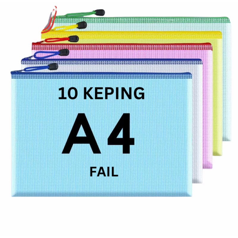 【10pcs】A4 File Folder Document Bag Zip Zipper Bag Waterproof Office ...