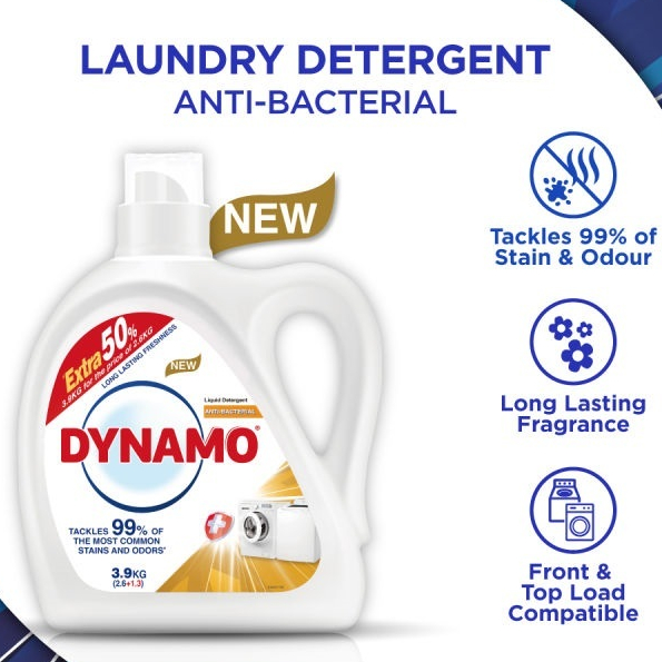 Dynamo Laundry Liquid Detergent Anti-Bacterial 3.9Kg | Shopee Malaysia