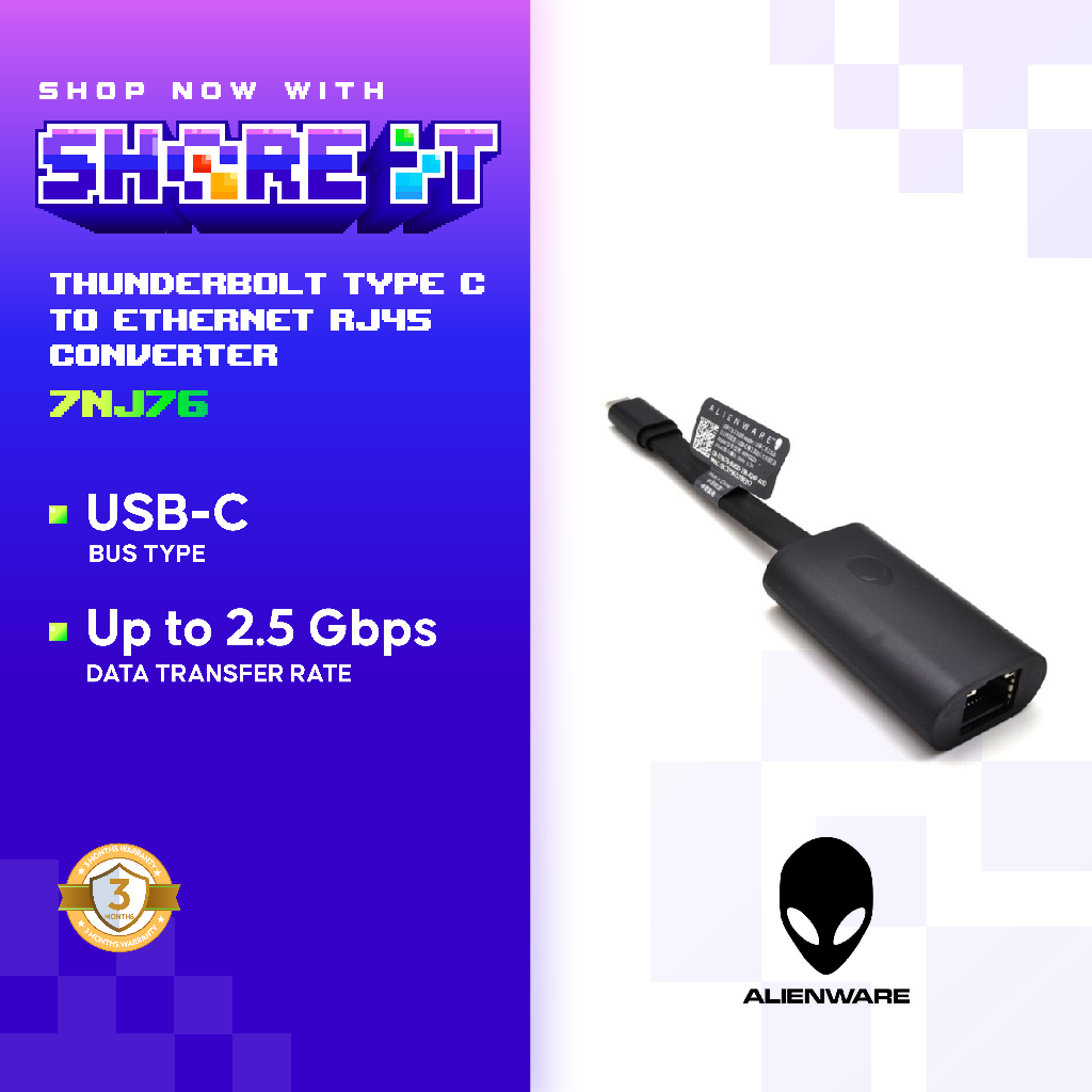 Alienware Thunderbolt 2.5Gbps Type C to Ethernet RJ45 Converter P/N ...