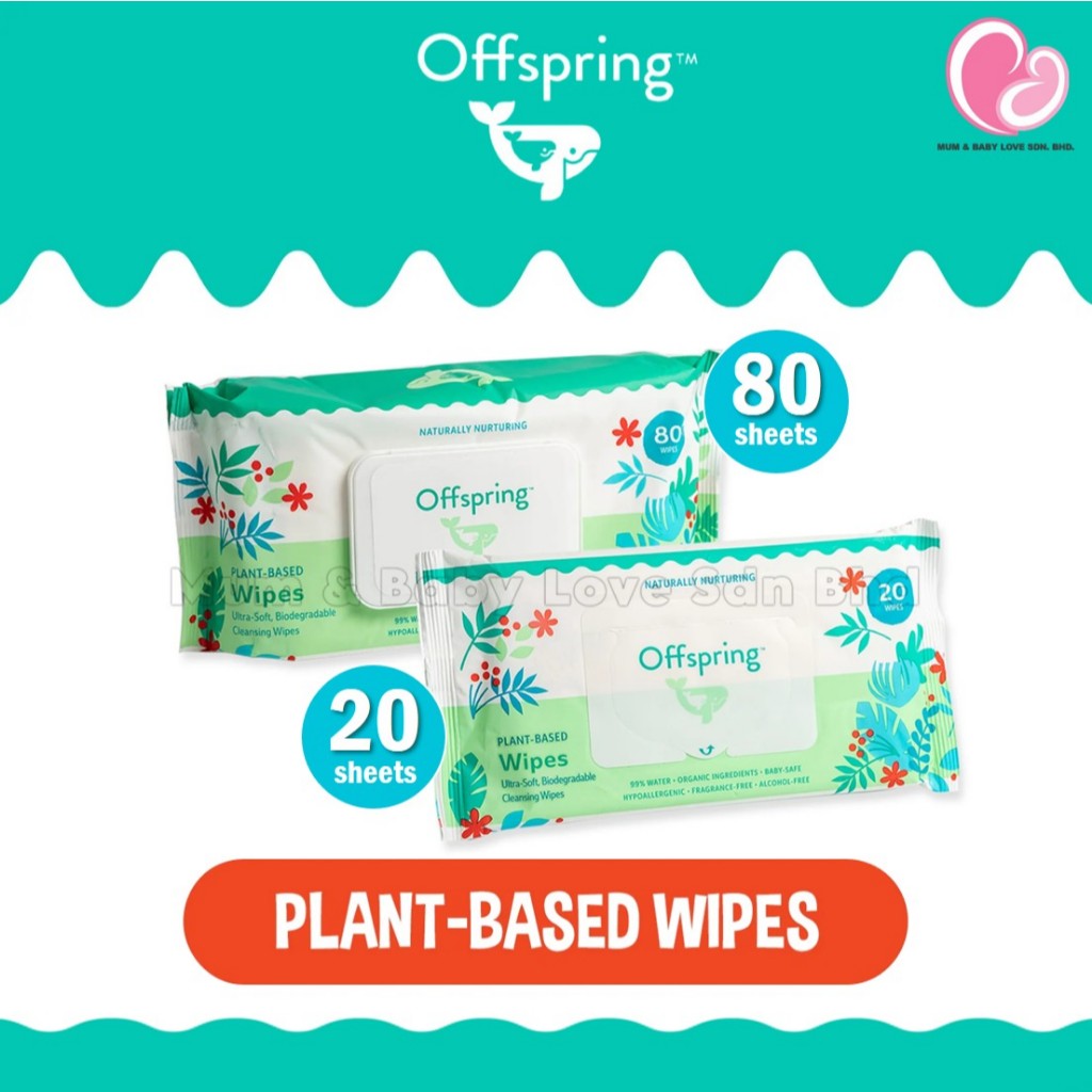 Offspring Baby Wipes Biodegradable Plant-Based 20/ 80 sheets | Shopee ...