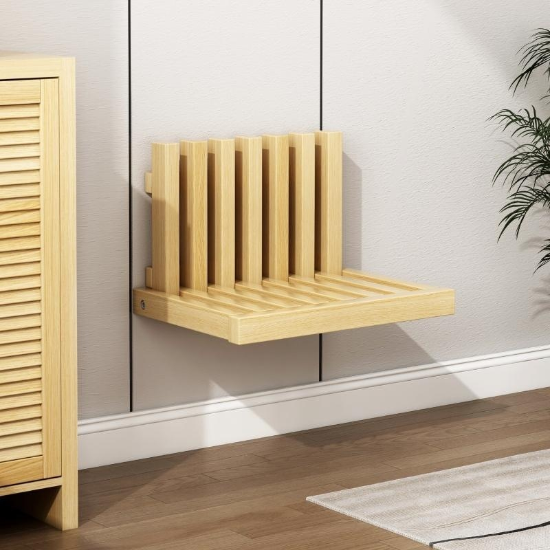 Solid Wood Folding Shoe Changing Stool Wall-Mounted Household Shoe ...