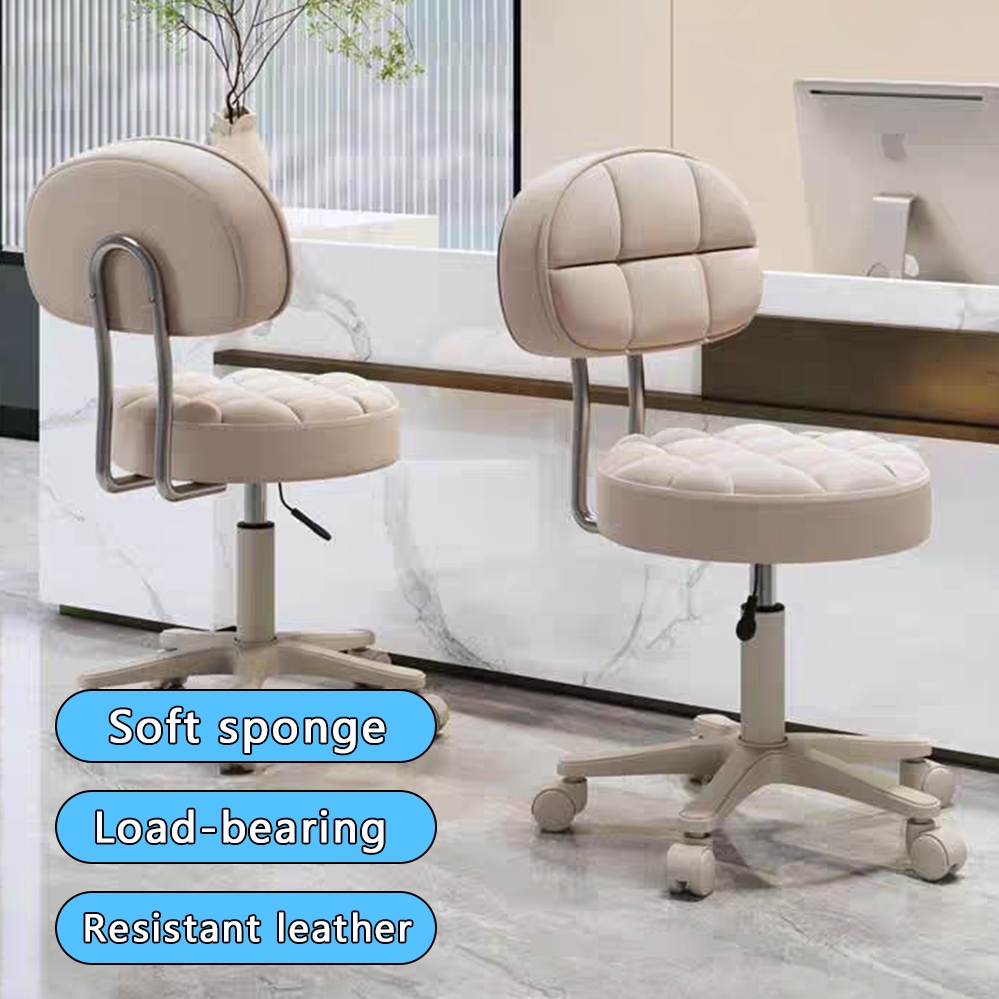 Adjustable Round Chair With Wheels Soft Cushion Bar Chairs Stool Seat ...