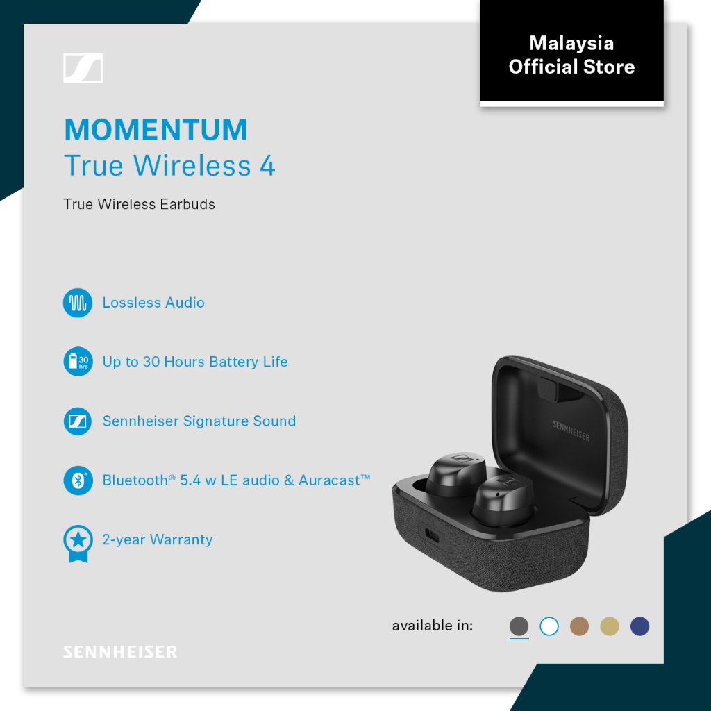 Sennheiser MOMENTUM True Wireless 4 Earbuds Noise Cancelling IP54 Wireless Charging - MTW4 ...