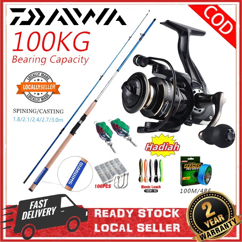 DAIWA Reel fishing rod set casting set barang mancing spinning pancing ...