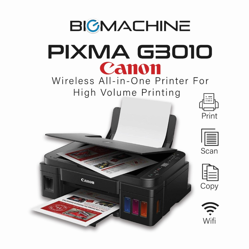 Canon PIXMA G3010 Refillable Ink Tank Wireless All-In-One Printer ...