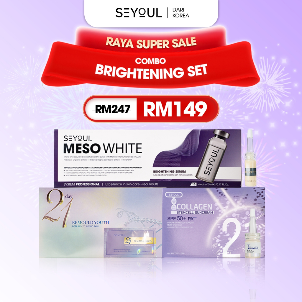 SEYOUL Set of Skin Care Anti-acne and Sunscreen including 21 Day Serum, MESO White, T-Collagen ...
