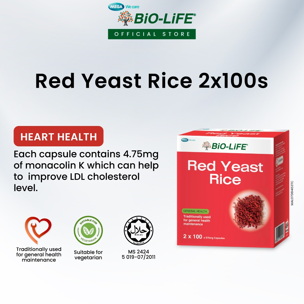 BiO-LiFE Red Yeast Rice 2 x 100 capsules (EXPIRY DATE JUNE 2027 ...