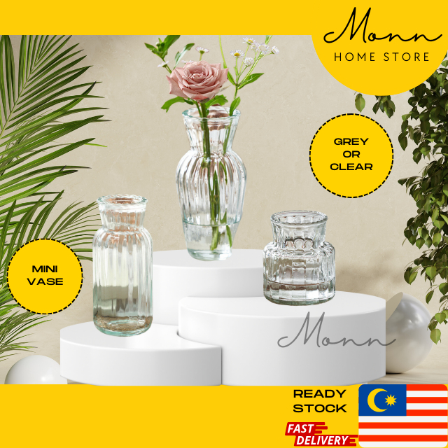 [GLASS] MONN Nordic Transparent Home Office Display Deco Flower Vase ...