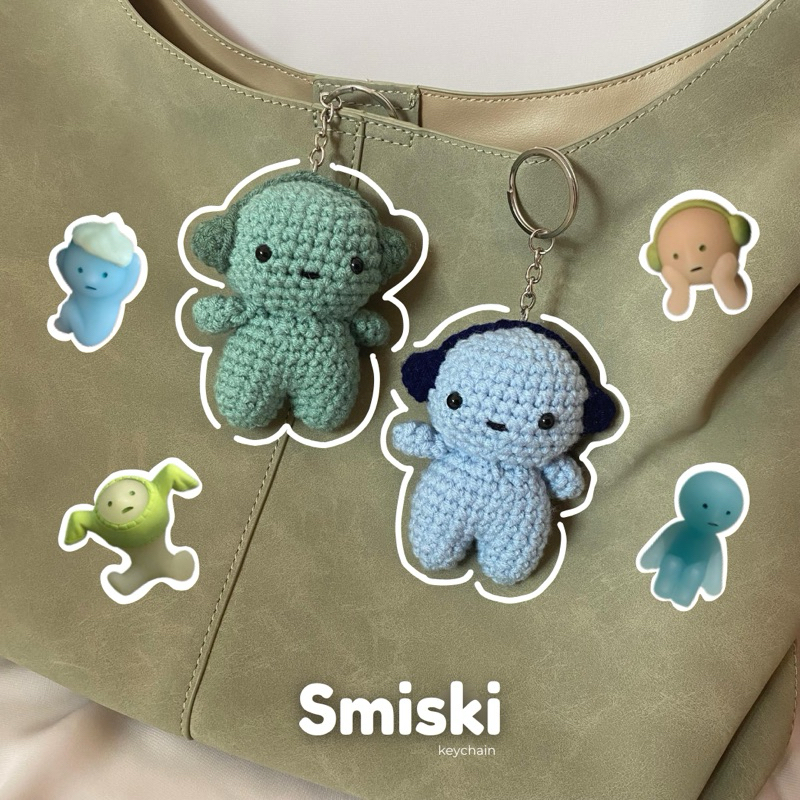 Smiski Keychain Crochet Handmade Amigurumi [Green/Blue] | Shopee Malaysia