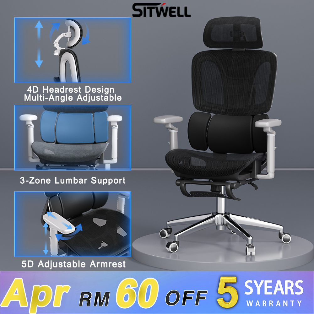 SitWell 904 Professional Ergonomic Office Computer Chair 5D Adjustable ...
