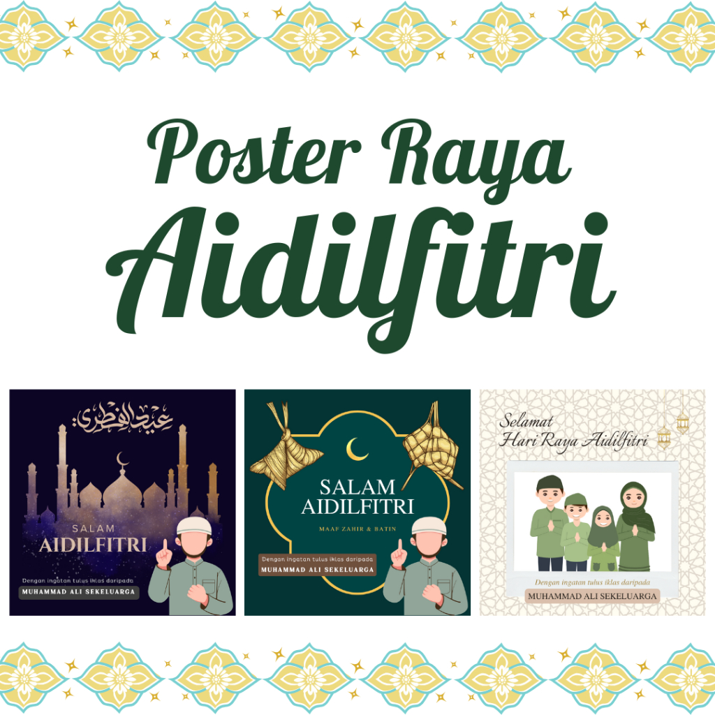 Custom Servis | Poster Raya Aidilfitri (Gambar + Nama + Ucapan ...