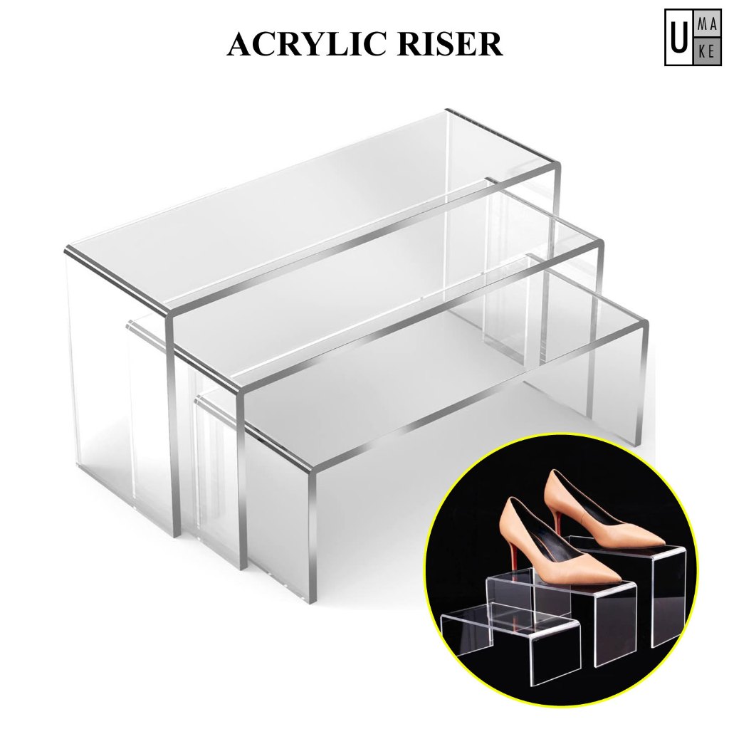 UMAKE Acrylic U-Shape Display Stand, Shoes Display Stand Rack Showcase ...