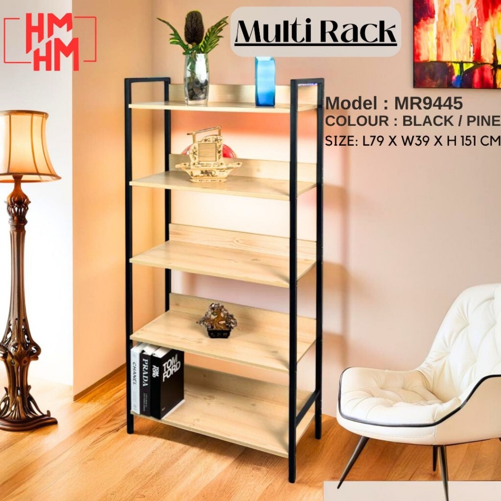 HM Home 5 Tier Multipurpose Rack Metal Storage Shelf Office Home Living ...